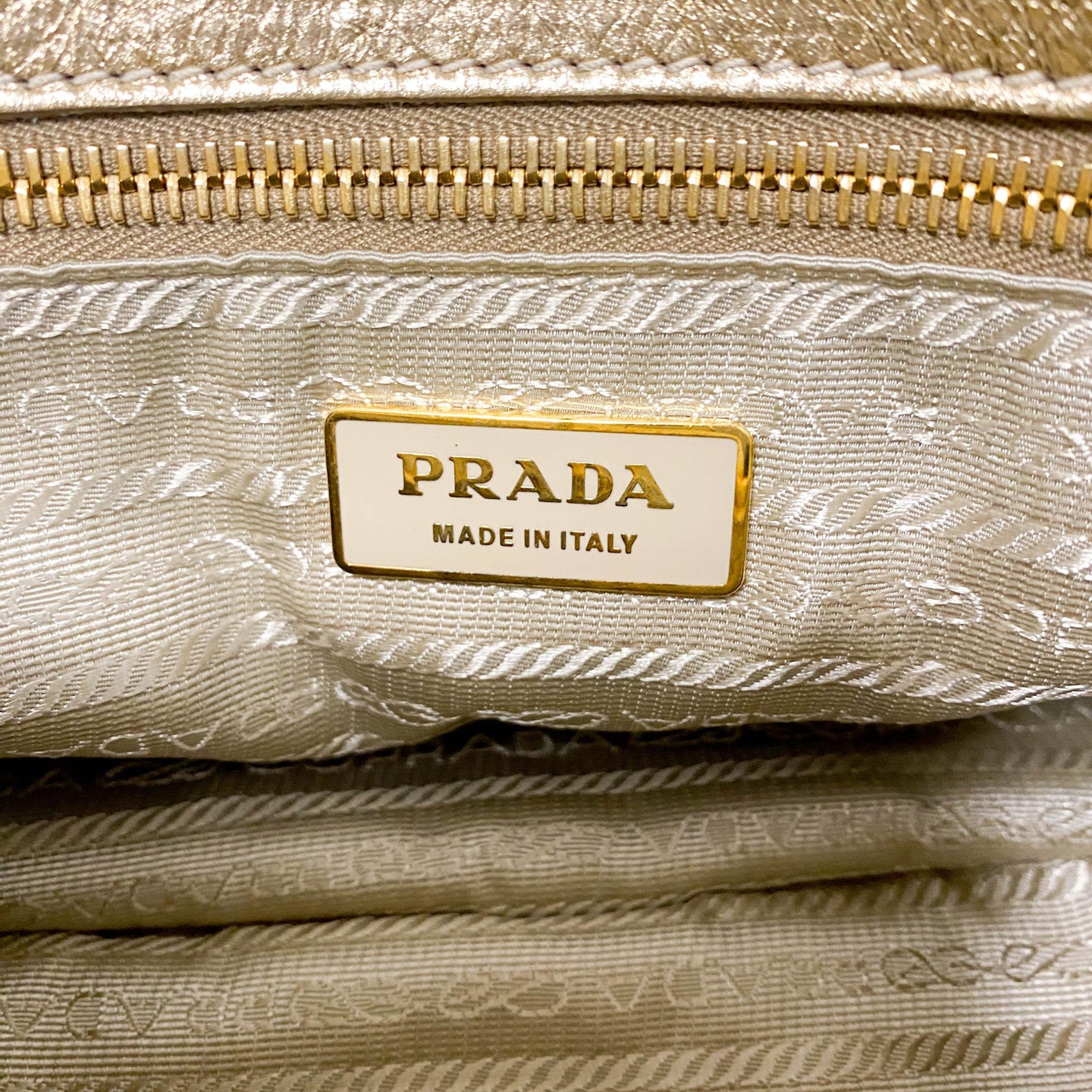 PRADA Metallic Gold Vitello Daino Flap Shoulder Bag – HIVE PRELOVED